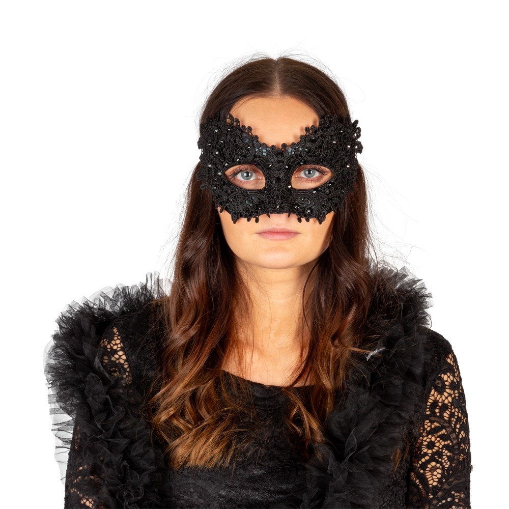 LUXURIOUS HALF MASK IN LACE BLACK